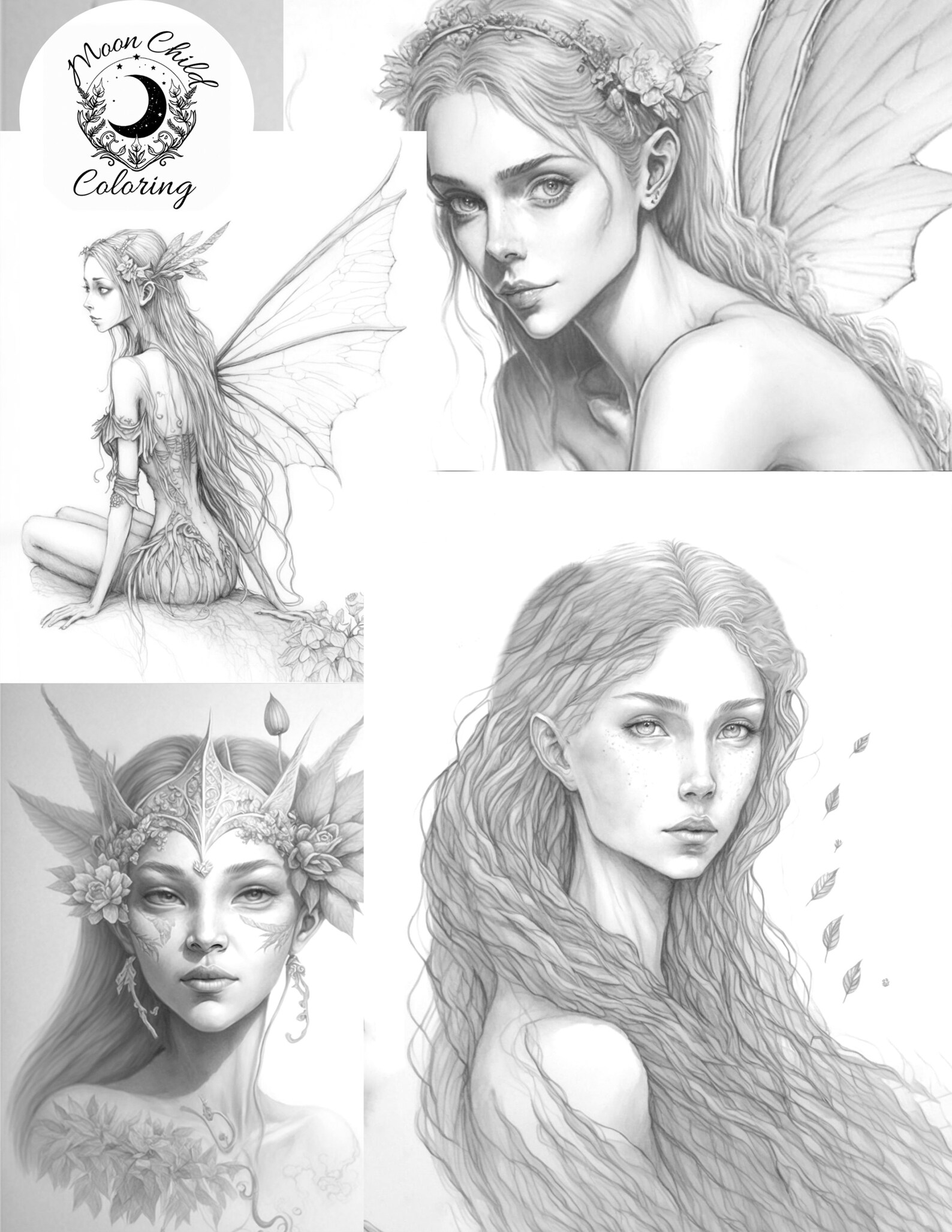 Ethereal Coloring Book Printable Adult Kids Digital Pages - Etsy