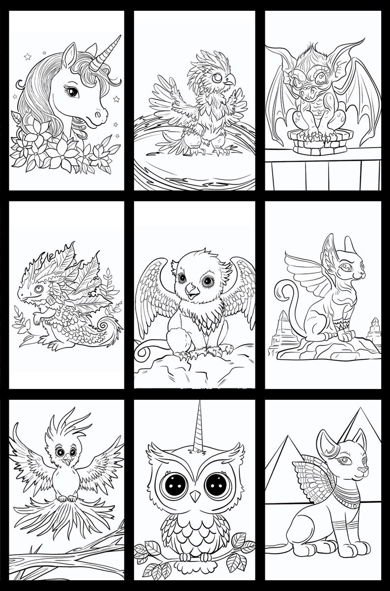 30 Mythical Creatures | Coloring Book for Kids | Unicorns, Dragons ...