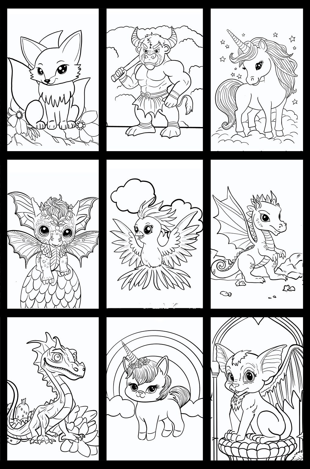 30 Mythical Creatures | Coloring Book for Kids | Unicorns, Dragons ...