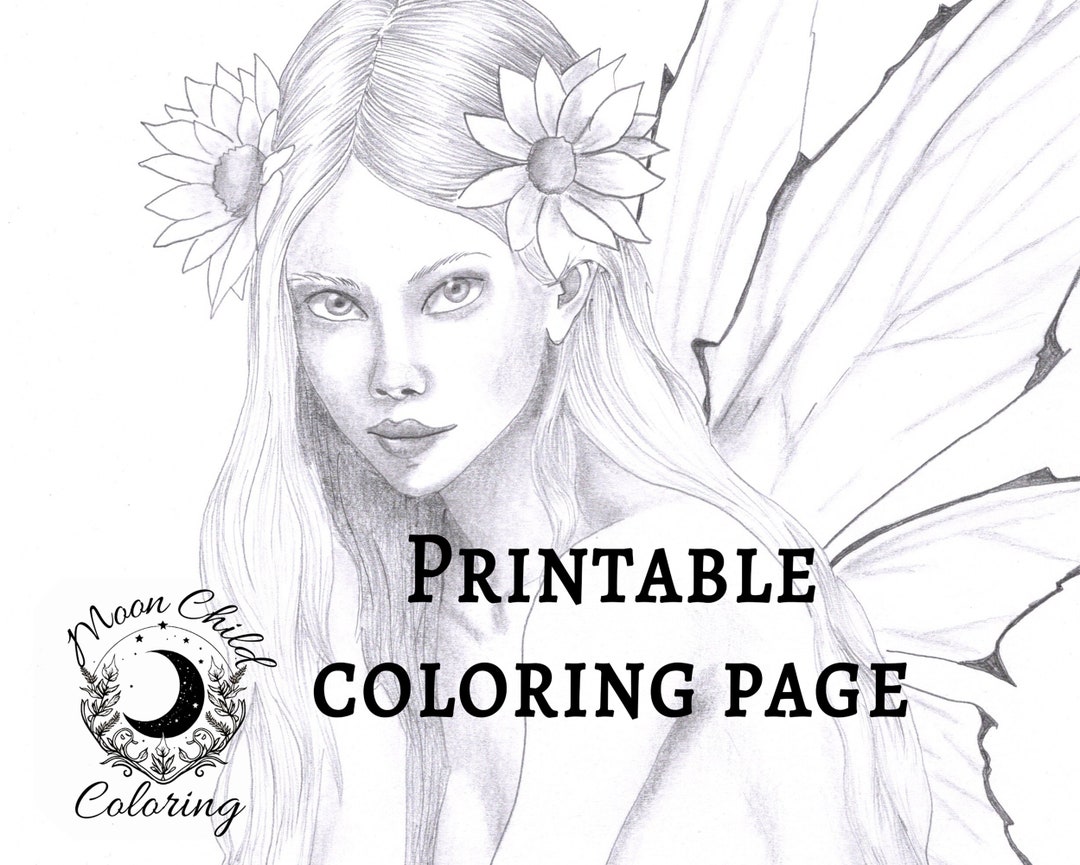 Water Fairy Coloring Sheet | Printable Adult + Kids Digital Page ...