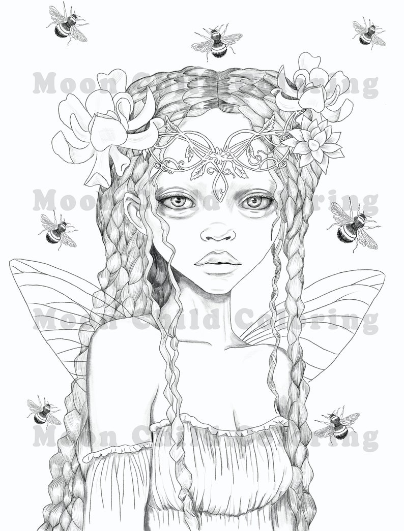 Printable Coloring Sheet for Adults | Beautiful Faerie Coloring Page ...
