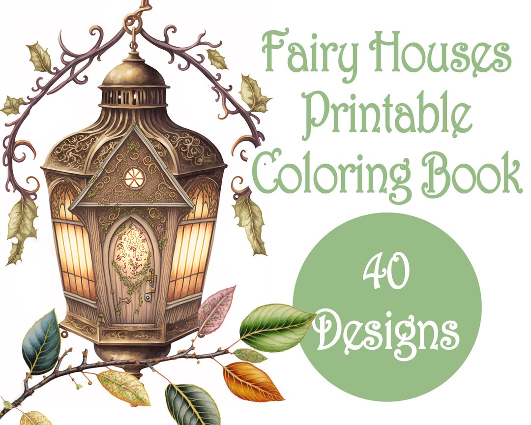 Fairy Houses Printable Coloring Book 40 Whimsical Designs - Etsy