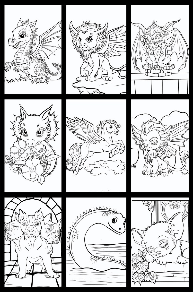 30 Mythical Creatures | Coloring Book for Kids | Unicorns, Dragons ...