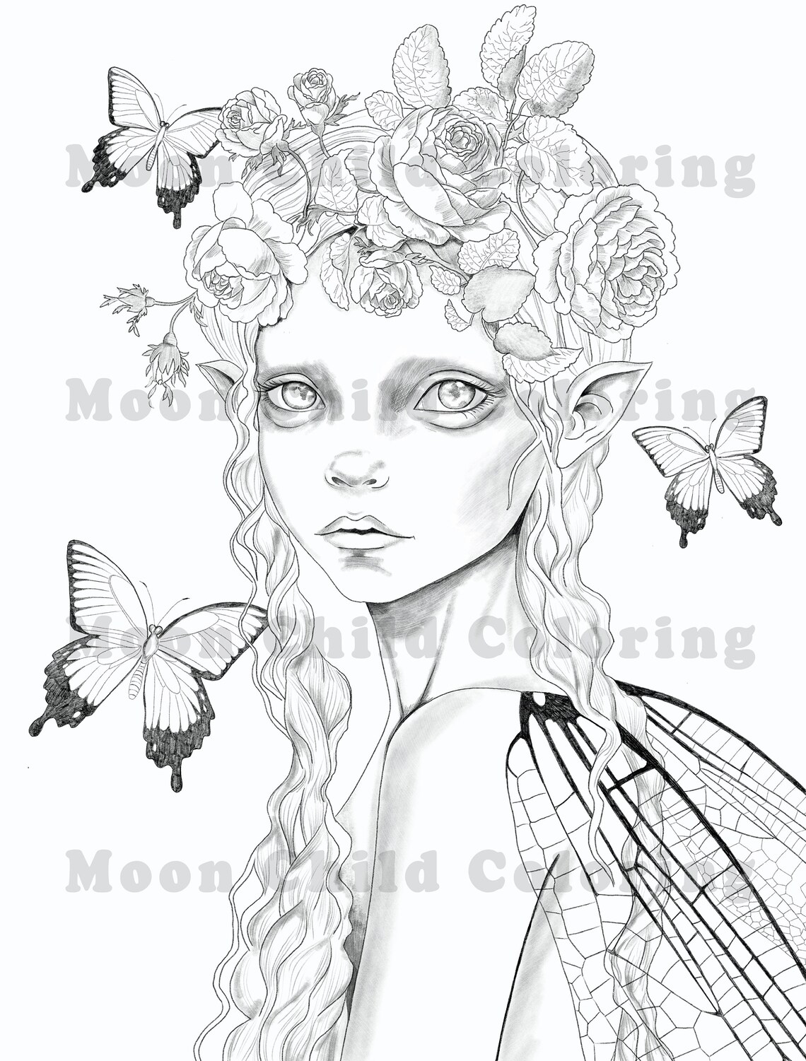 Printable Coloring Sheet for Adults Beautiful Faerie Coloring Page Hand ...
