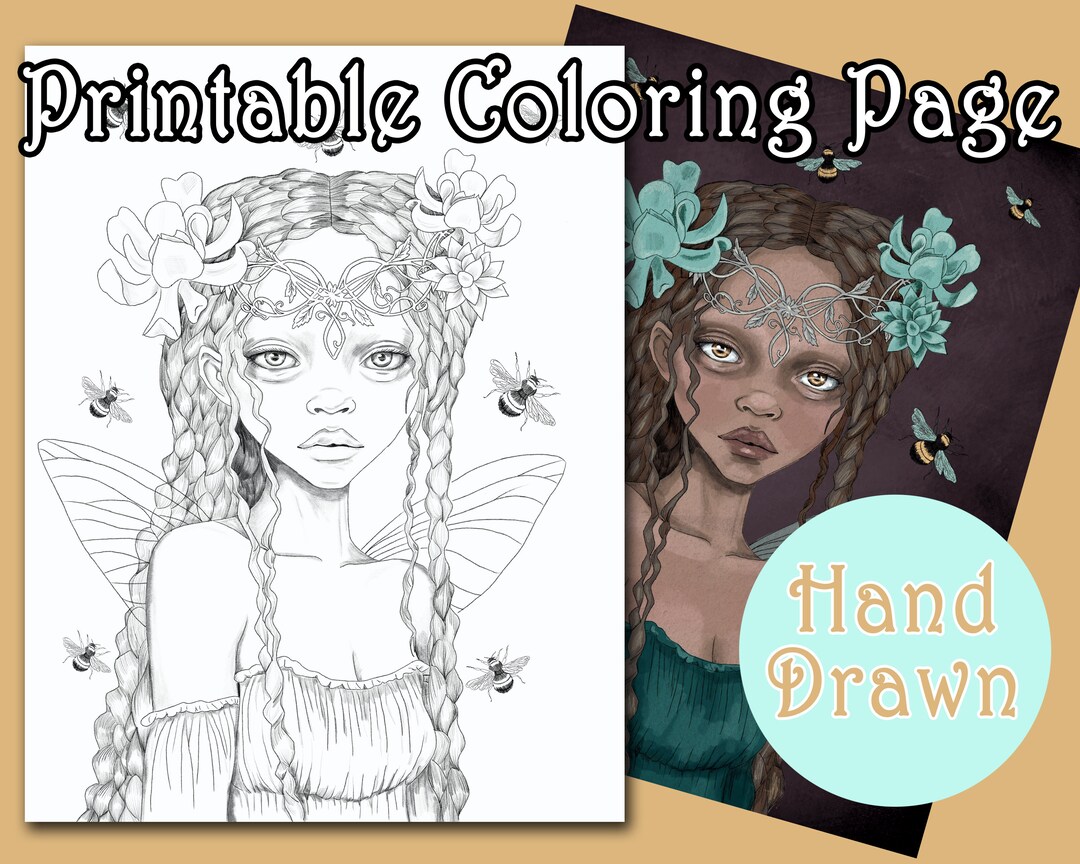 Printable Coloring Sheet for Adults | Beautiful Faerie Coloring Page ...