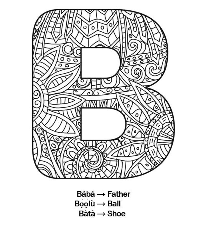 Yoruba Alphabet Coloring Book A-Y | Learn 100 + Words | African ...