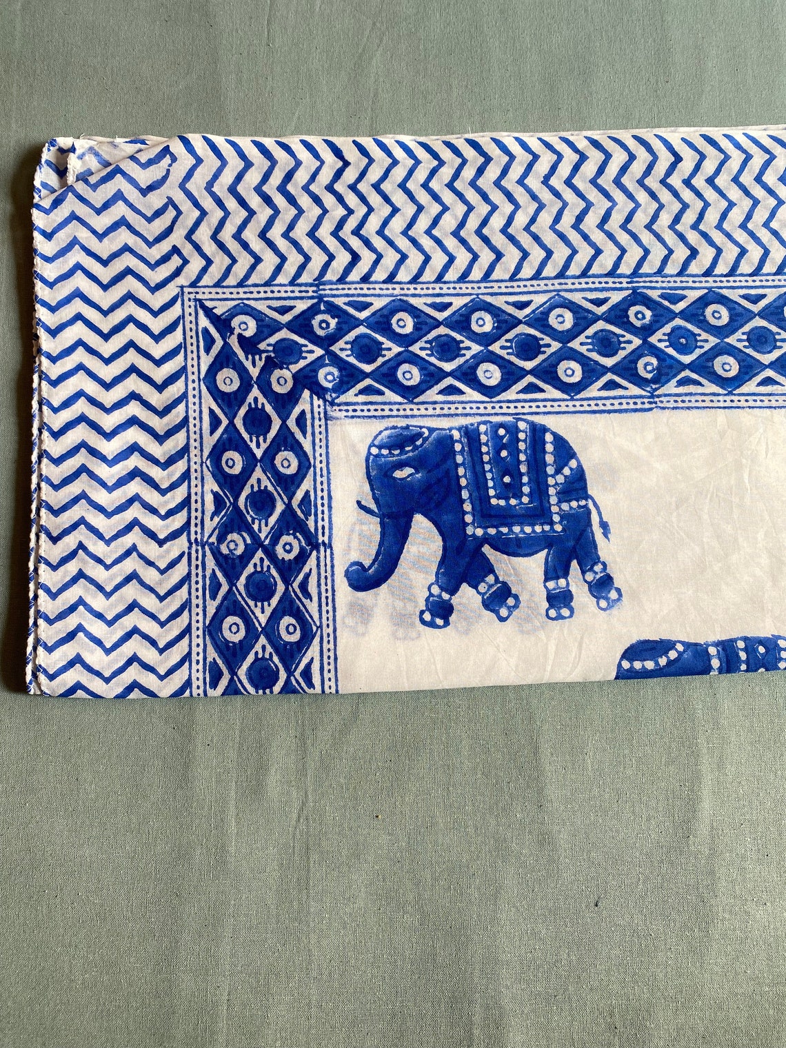 Elephant Block Print Scarf, Organic Cotton Handmade Pareo Scarf, Ethnic ...