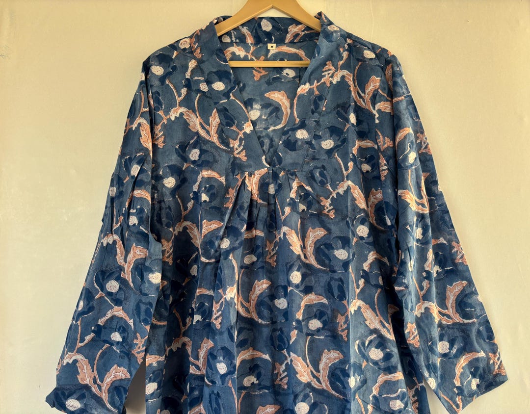 Designer Cotton Midi Gown, Women Wear Fashionable Tunic Dress, Indian ...