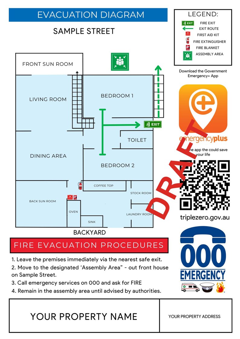 Custom Evacuation Diagram Design | Fire Safety Plans (PDF or PNG) - Etsy