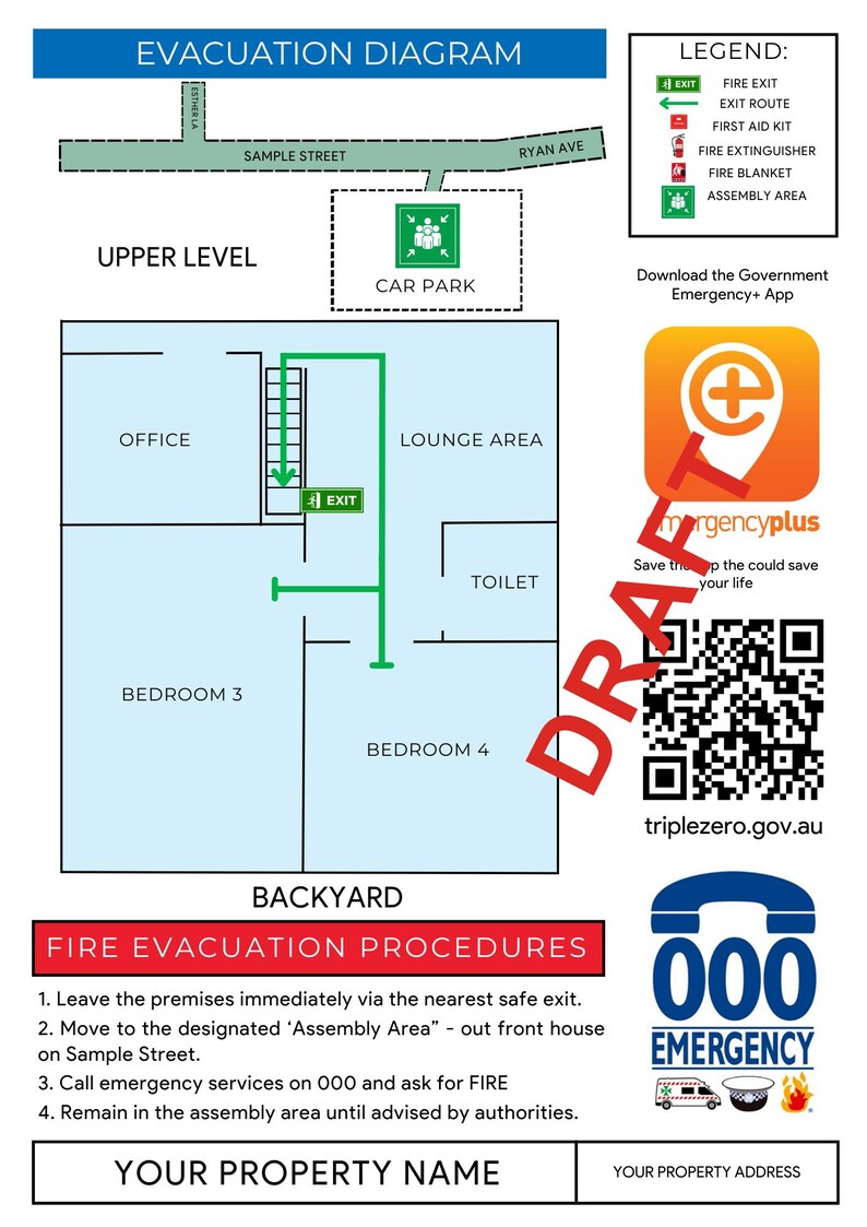 Custom Fire Evacuation Diagram Service for Airbnb & Stayz | Australian ...