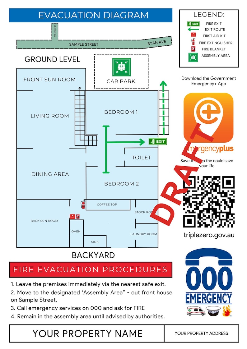 Custom Evacuation Diagram Design | Fire Safety Plans (PDF or PNG) - Etsy