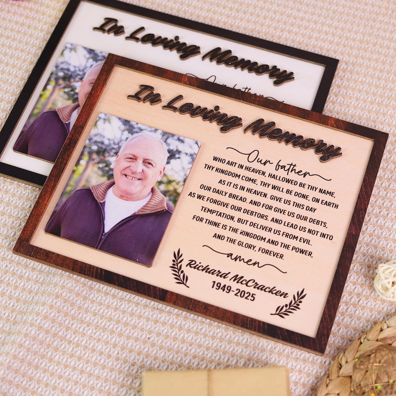 Personalized Photo Memorial Frame, in Loving Memory Keepsake, Custom ...