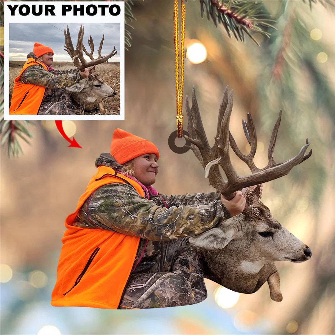 Custom Photo Hunting Ornament, Hunting Ornament, Gift for Deer Hunter ...