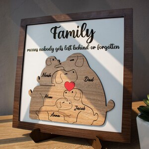 Wooden Dog Family Sign Engraved Family Name Sign, Family Keepsake Gift ...