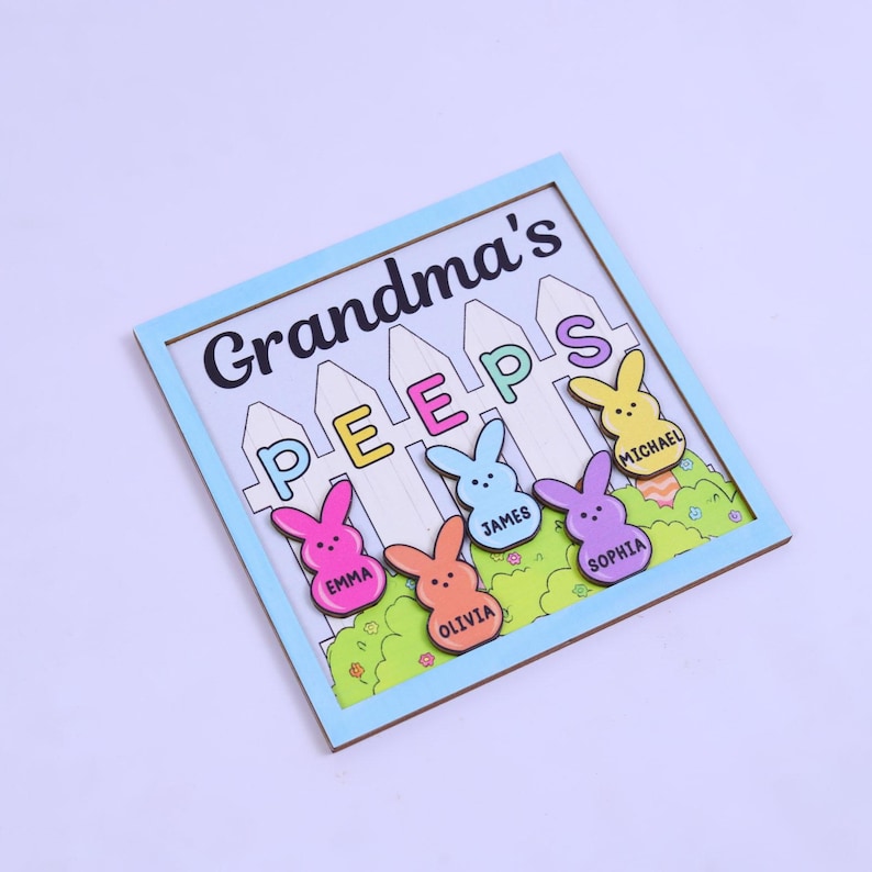 Personalized Easter Peeps Sign | Custom Family Name Wall Art | Grandma ...