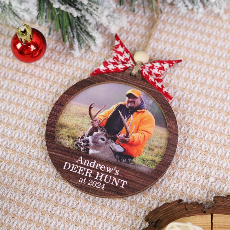 Personalized Deer Hunt Photo Ornament, Custom Hunter Christmas Gift ...