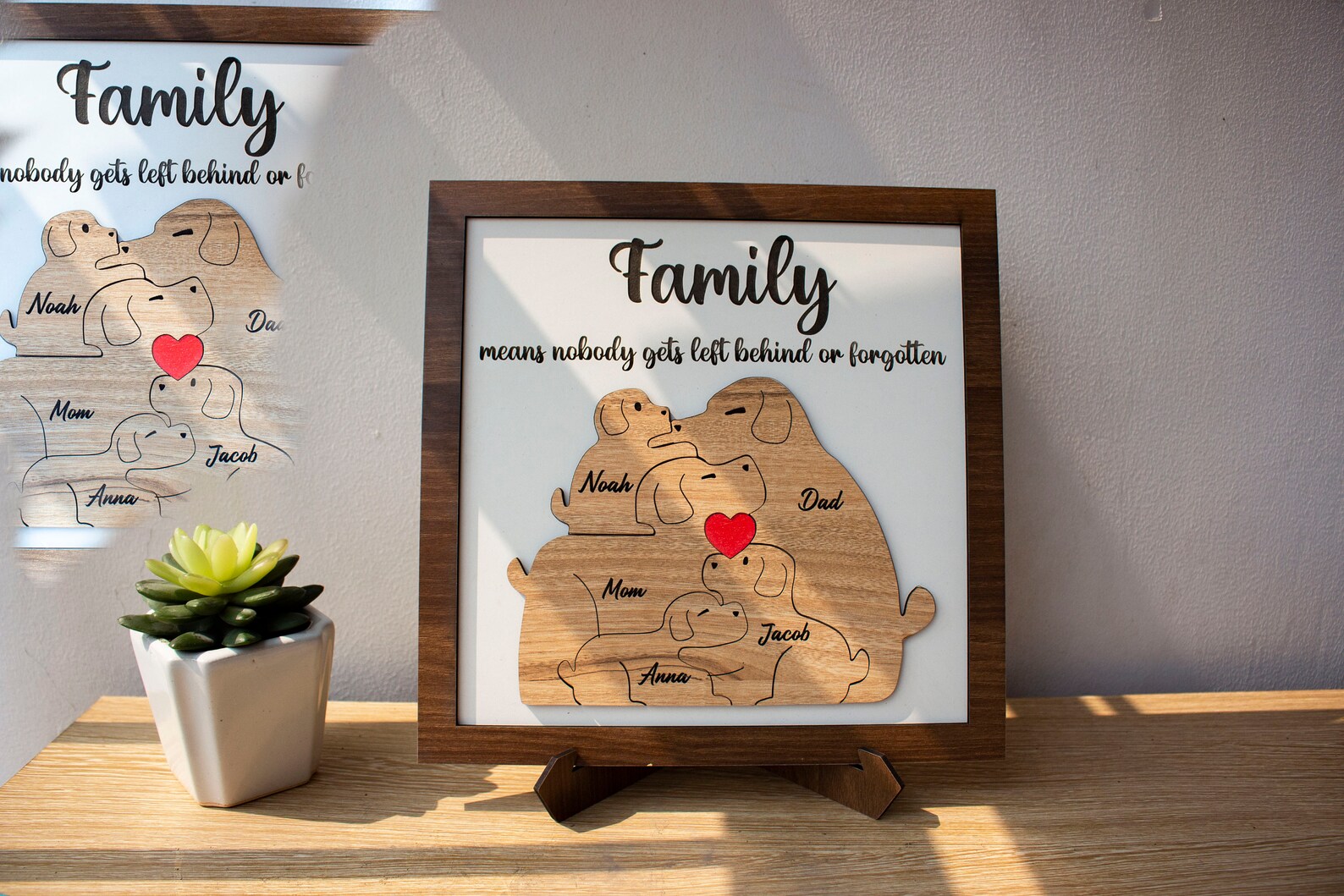 Wooden Dog Family Sign Engraved Family Name Sign, Family Keepsake Gift ...