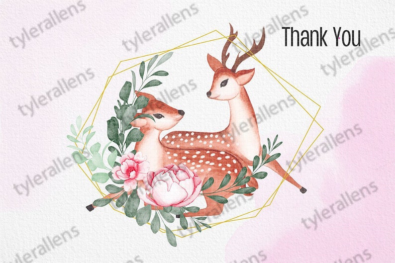 Boho Deer Watercolor Clipart Set 12 Png Files Baby Deer - Etsy