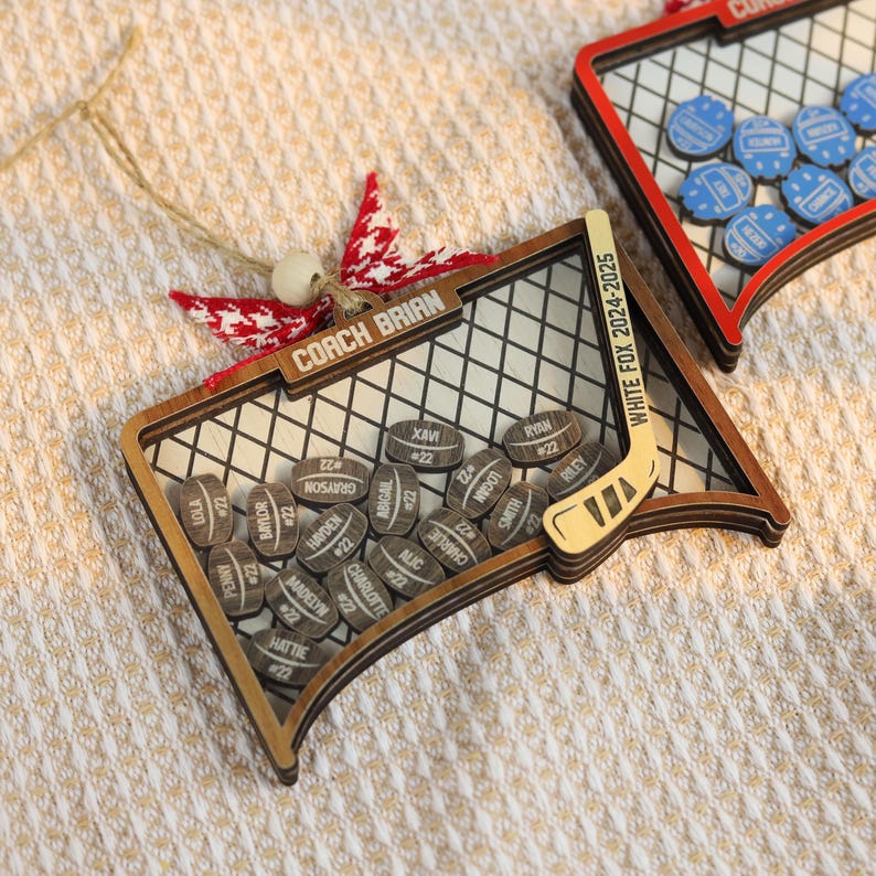 Personalized Hockey Coach Gift, Custom Hockey Puck Ornament, Team Name ...