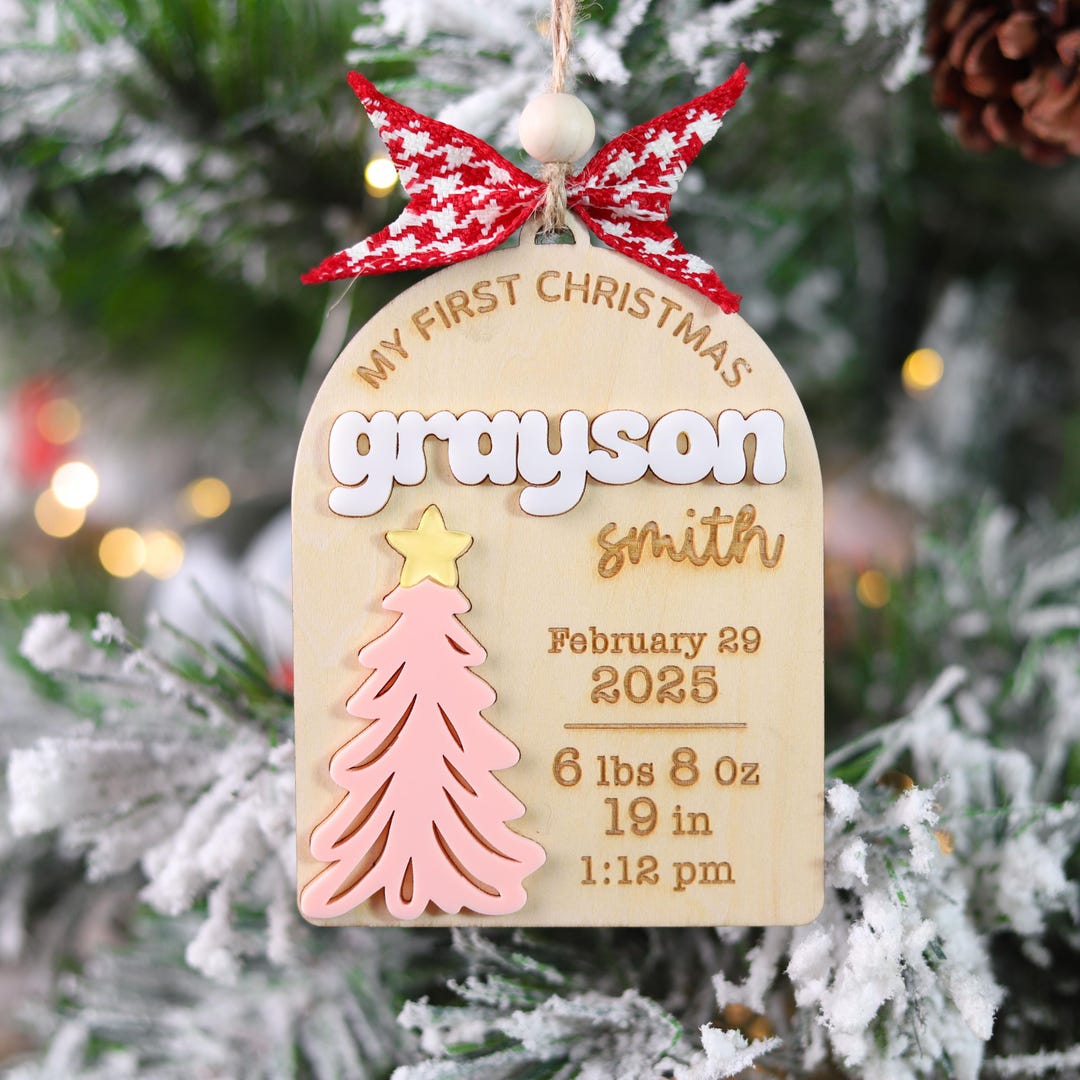 Personalized My First Christmas Ornament 2025, Baby Birth Announcement ...