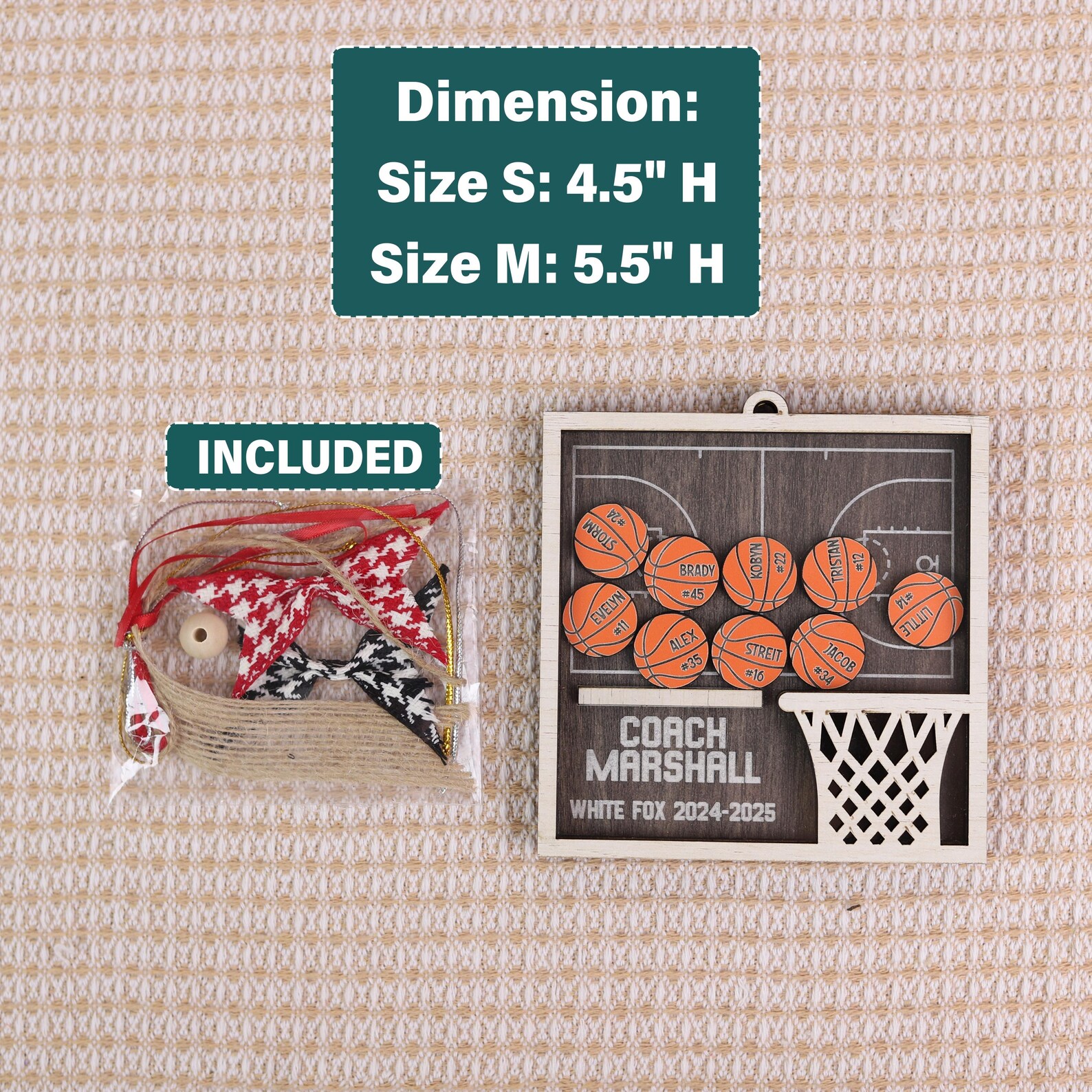 Personalized Basketball Coach Ornament, Custom Team Roster Wooden Gift ...