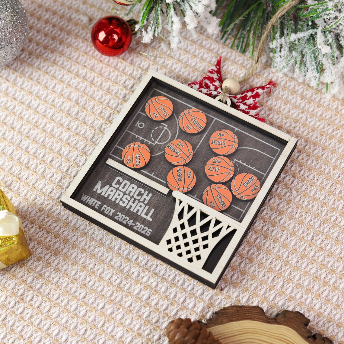 Personalized Basketball Coach Ornament, Custom Team Roster Wooden Gift ...
