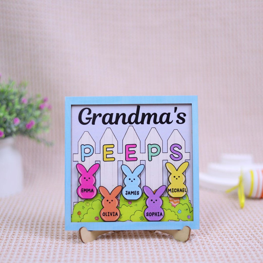 Personalized Easter Peeps Sign | Custom Family Name Wall Art | Grandma ...