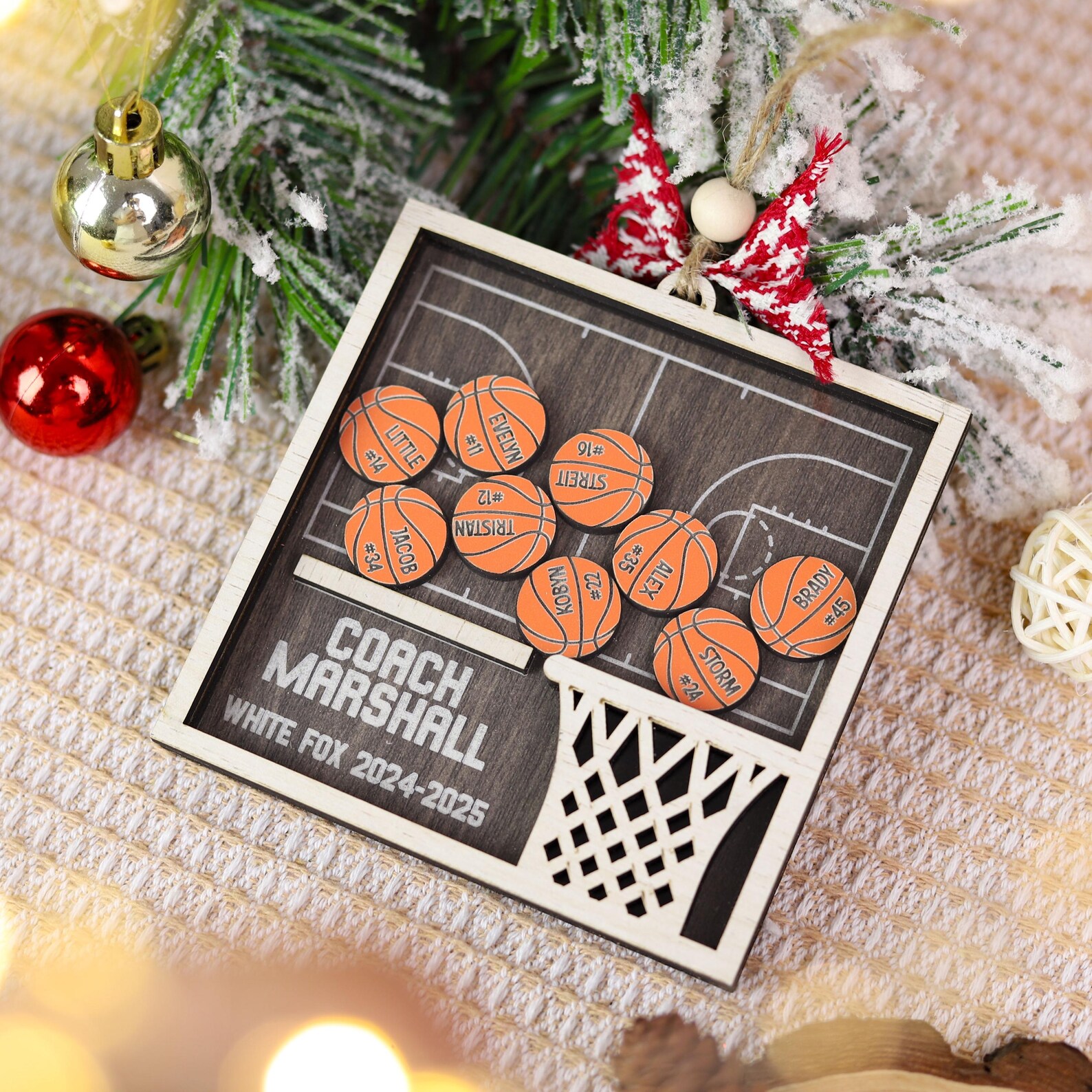 Personalized Basketball Coach Ornament, Custom Team Roster Wooden Gift ...