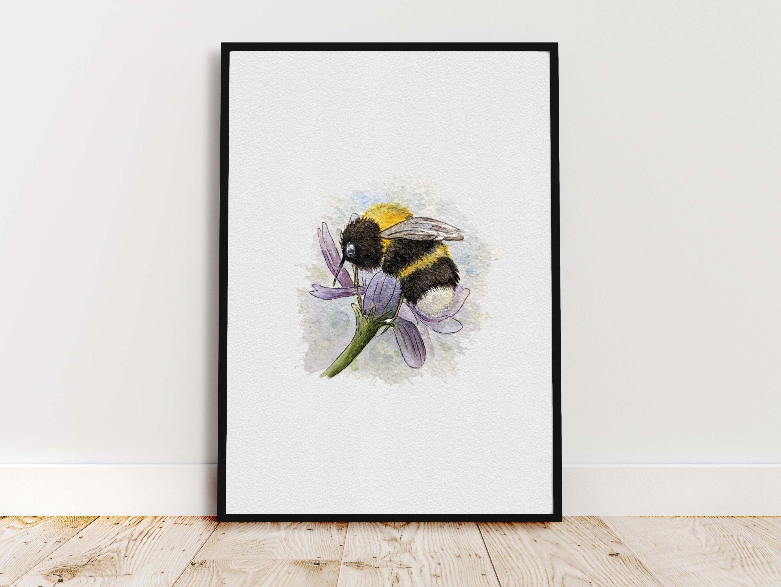 Bee Watercolour Print Bumble Bee Art Nursery Wall Art - Etsy