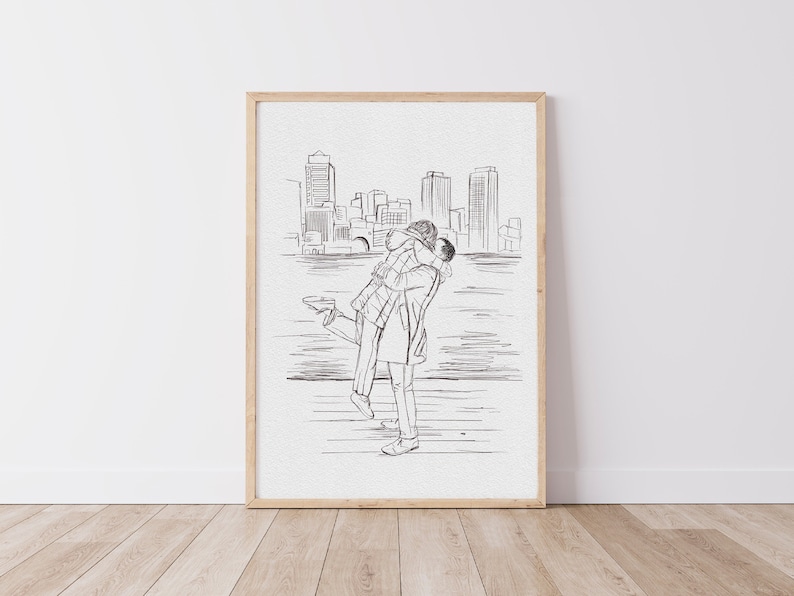 Custom Line Art Portrait | Personalised Engagement Drawing From Photo ...