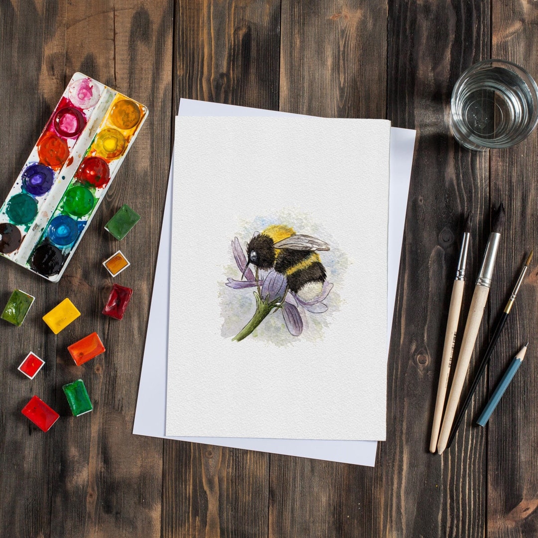 Bee Watercolour Print, Bumble Bee Art, Nursery Wall Art, Wildlife ...