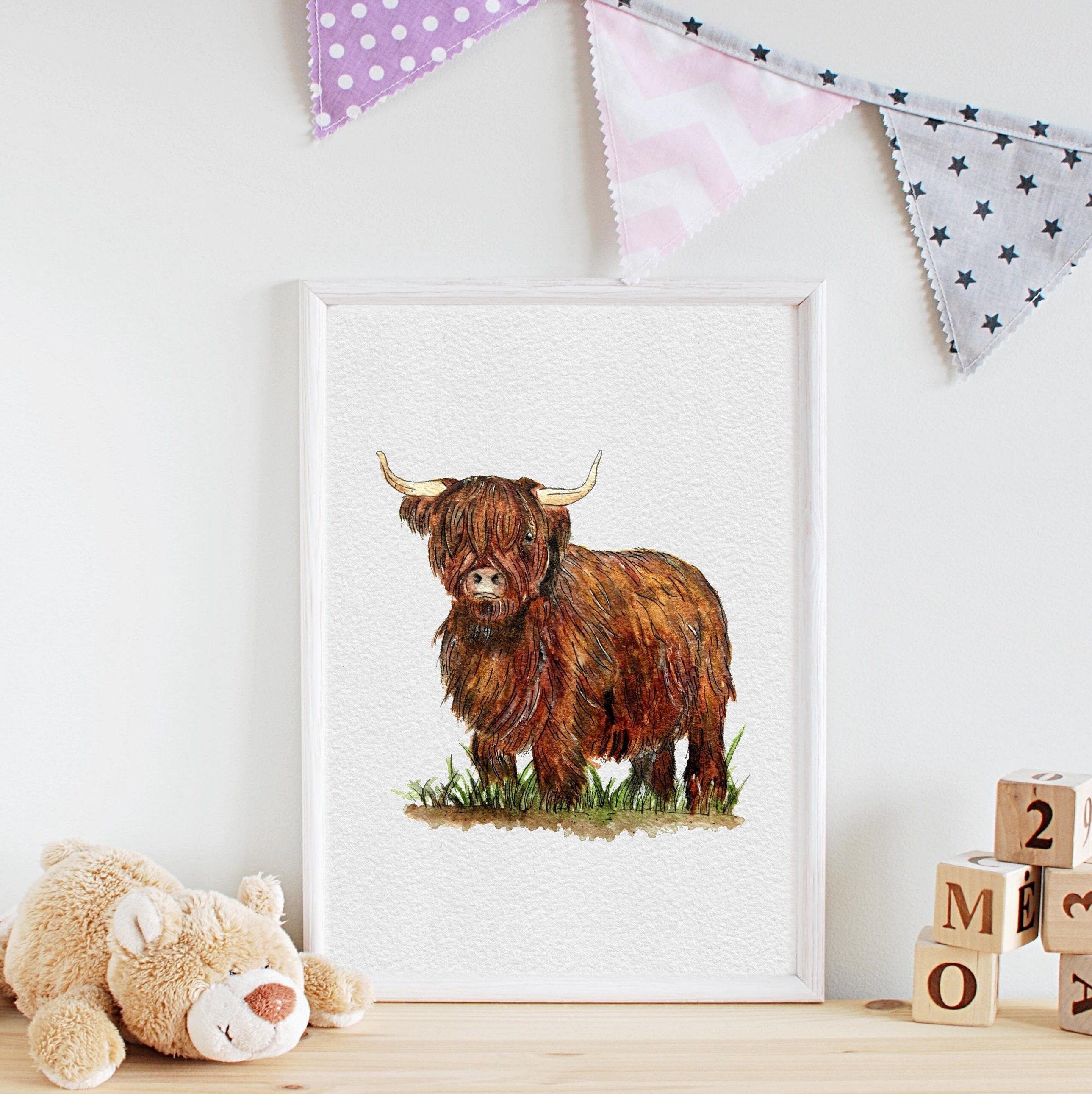 Highland Cow Watercolour Art Print Scottish Highland Cattle - Etsy UK