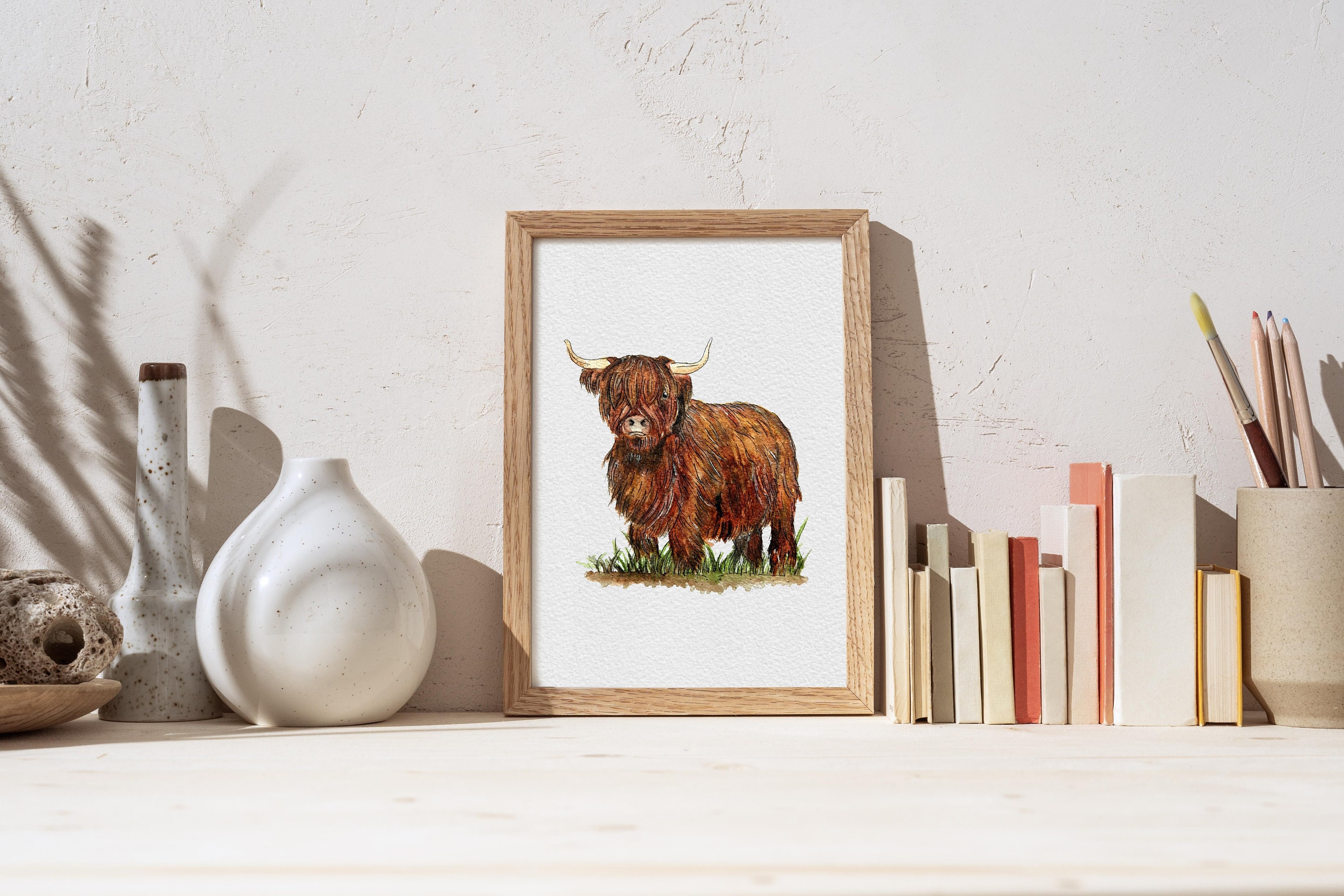 Highland Cow Watercolour Art Print Scottish Highland Cattle - Etsy UK