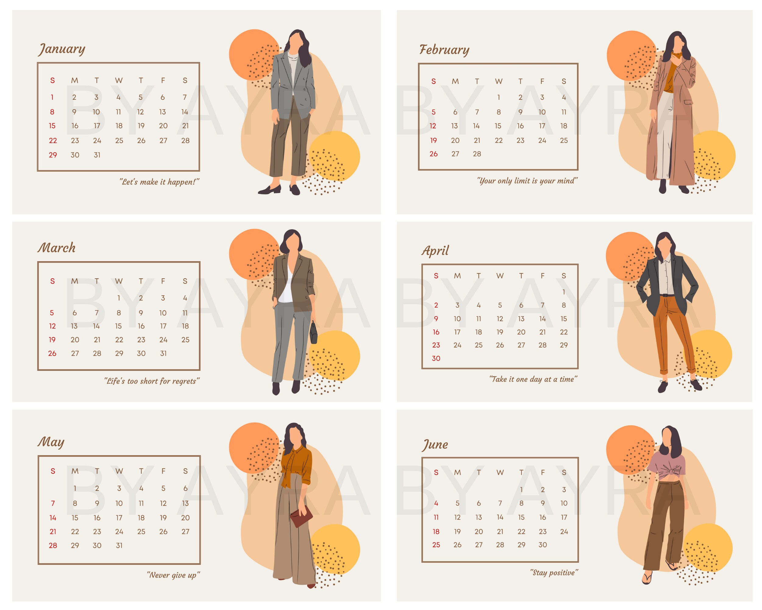 Printable 2023 Calendar Girl Power Edition with Quotes - Etsy