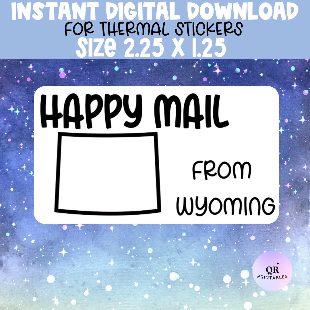 Happy Mail From Wyoming PNG Sticker Download thermal Printer Label ...