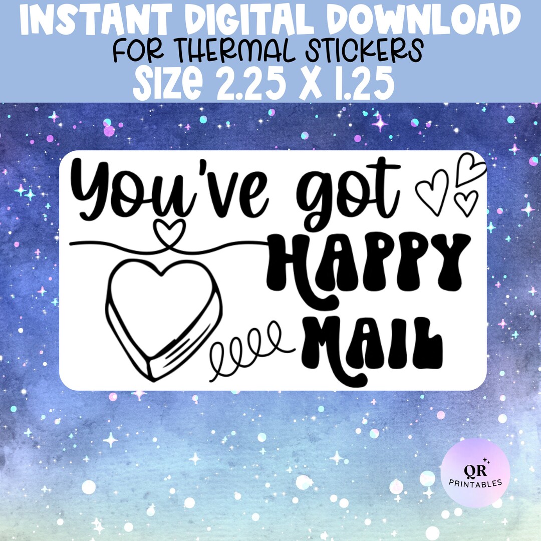 Youve Got Happy Mail PNG Sticker Download thermal Printer Label ...
