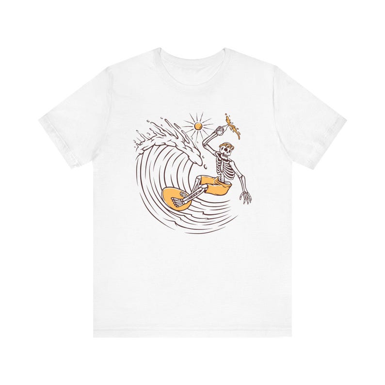 Surfing Skeleton Tee, Funny Skeleton Shirt, Graphic Tee for Men, Summer ...
