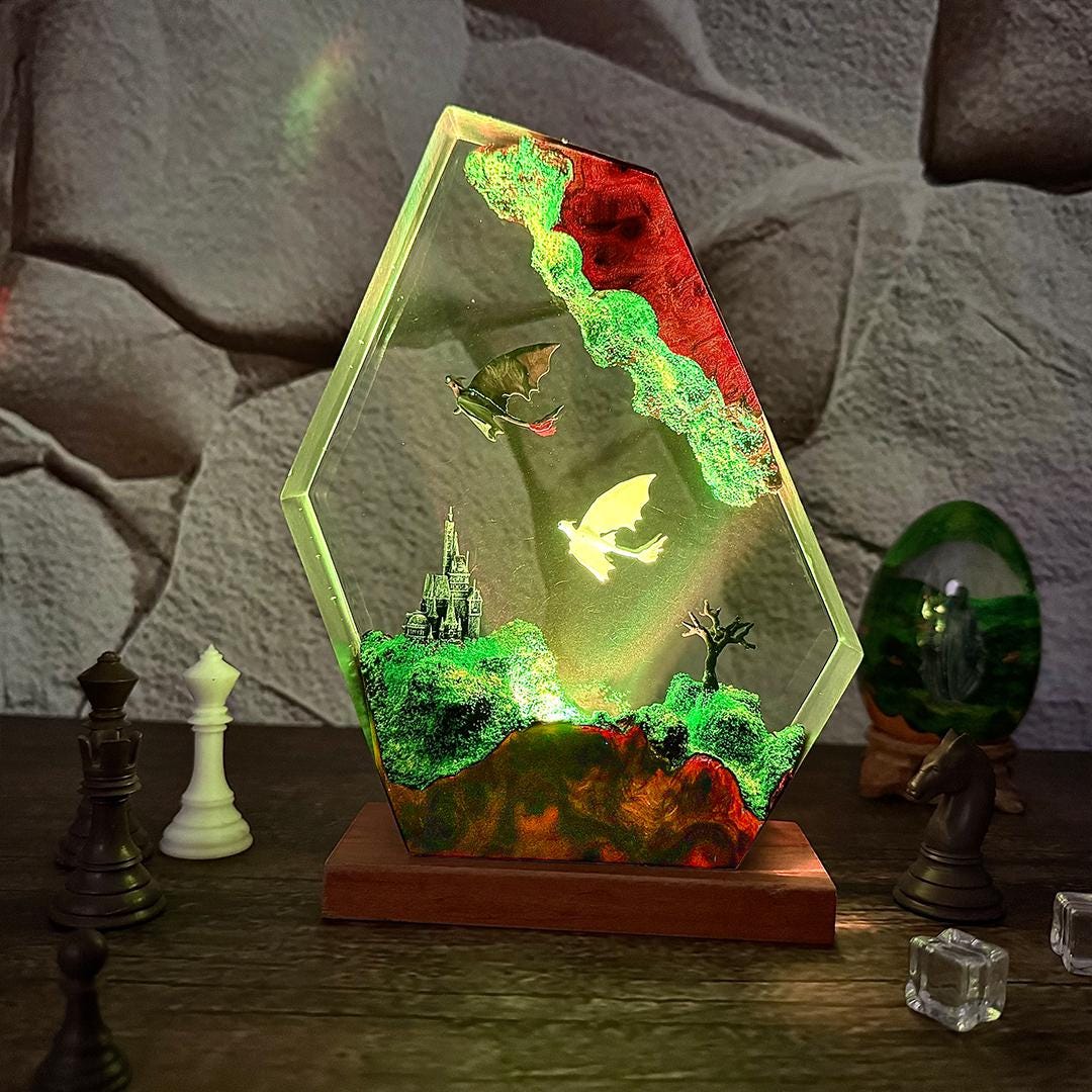 Toothless & Light Fury Diorama Resin Lamp, Dragon Lamp, Christmas Gift ...