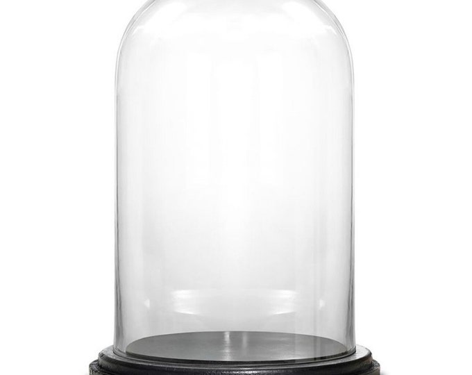 Large Glass Dome With Light Grey Wooden Base | 26 V 17 Cm (h, W ...