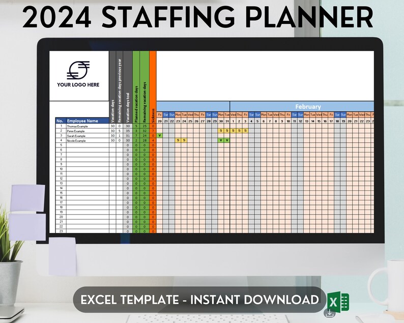2024 Staffing Planner, Shift Planning Template, Excel Planner 2023 ...