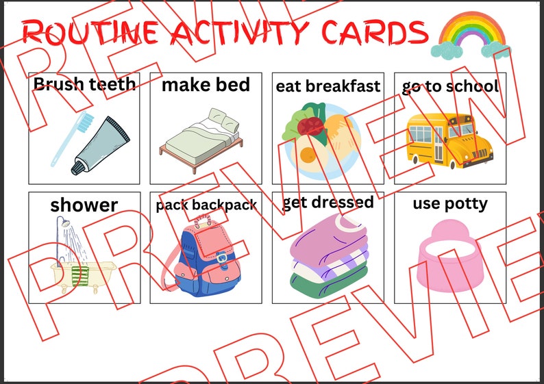 Printable Kids Routine Cards & Chart - Etsy