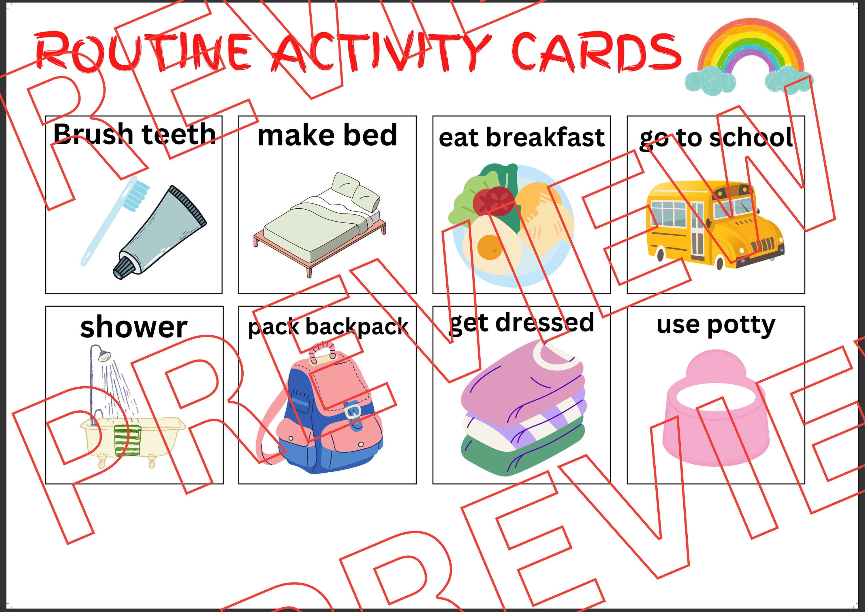 Printable Kids Routine Cards & Chart - Etsy