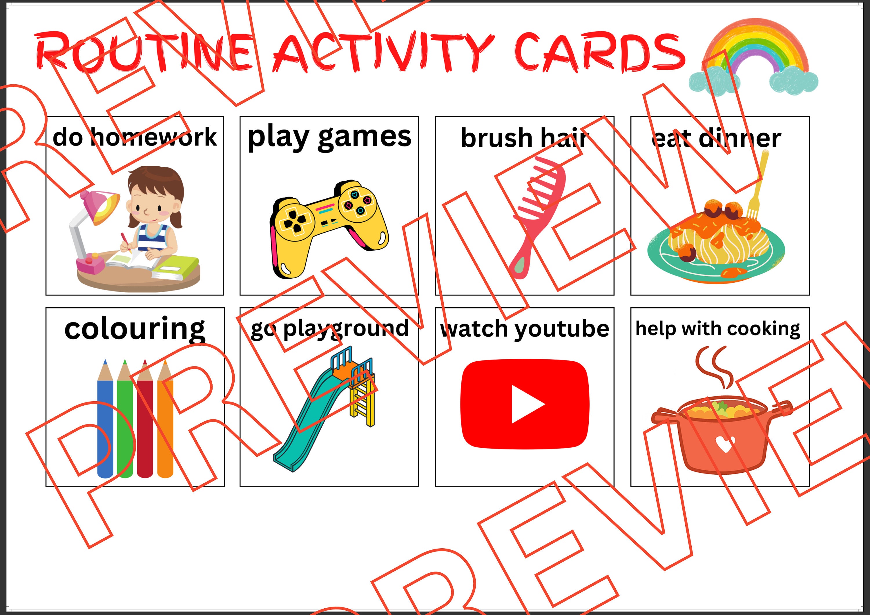 Printable Kids Routine Cards & Chart - Etsy