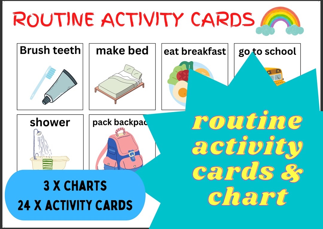 Printable Kids Routine Cards & Chart - Etsy