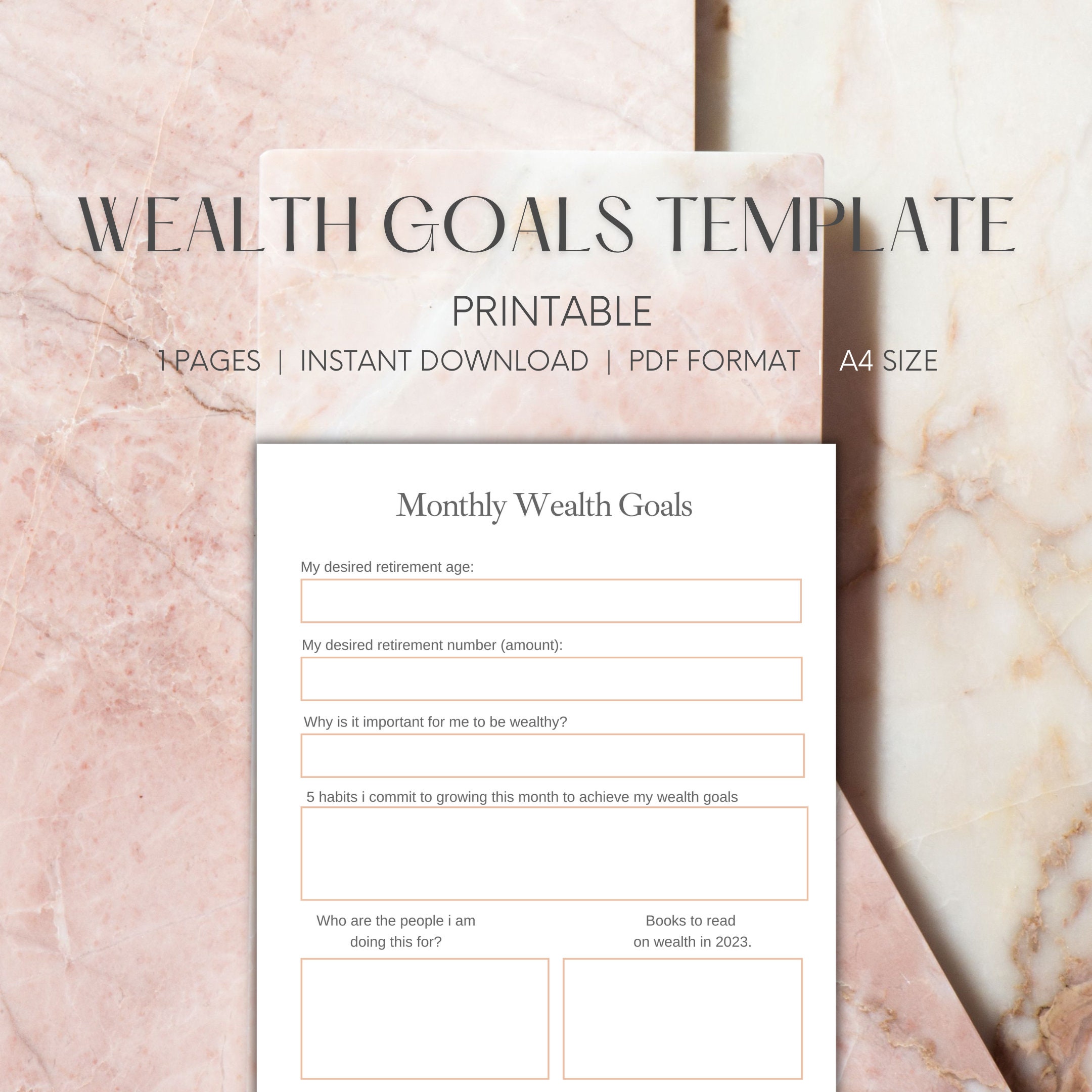 Wealth Goal Setting Printable Template - Etsy