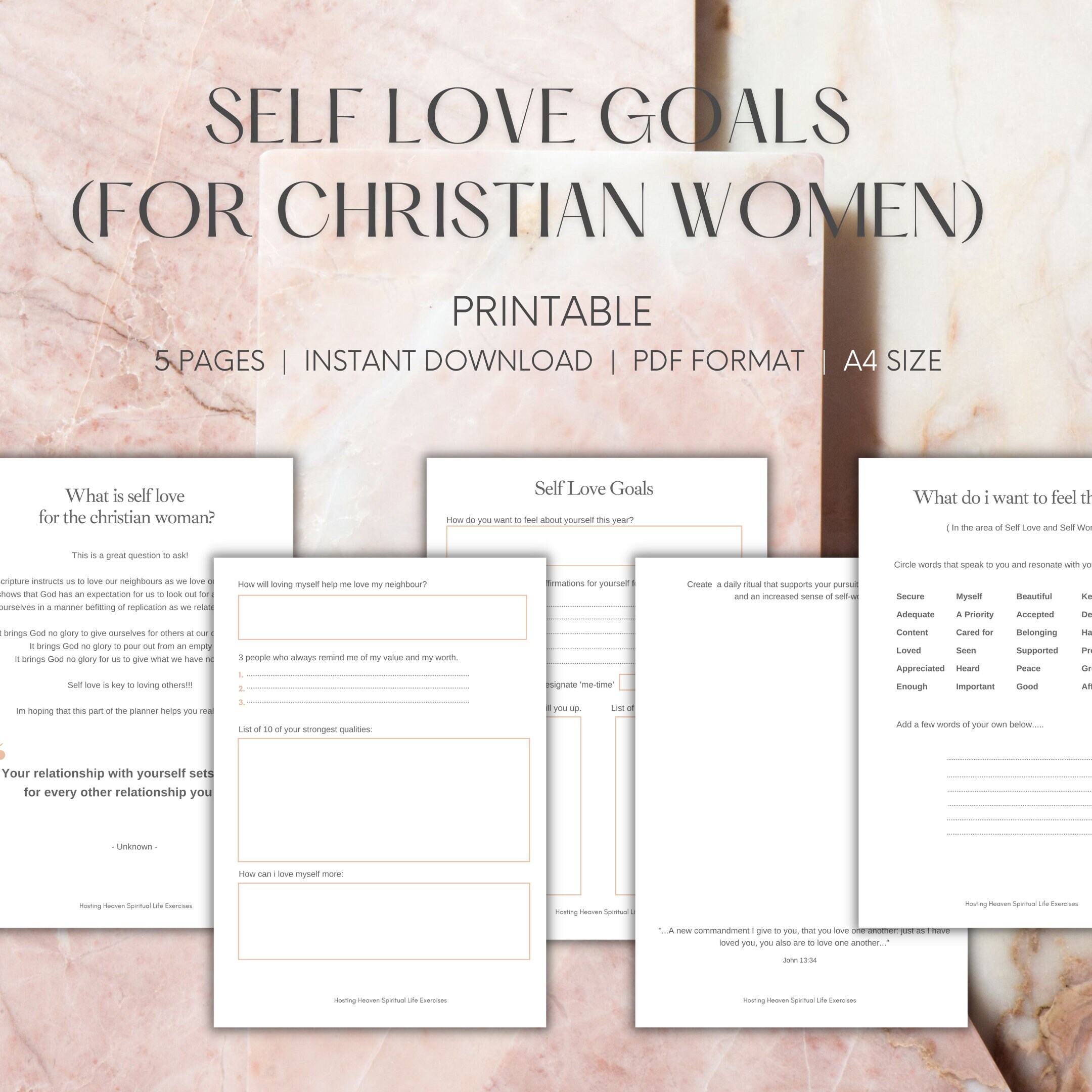 Self Love Goals Template Printable Self Love Planner - Etsy