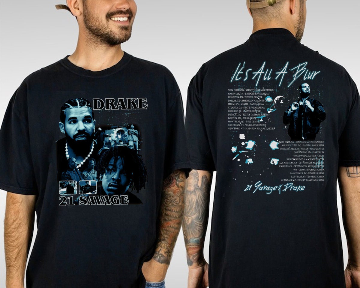 Vintage Drake 21 Savage Tour Rescheduled T-Shirt, Drake It's All A Blur ...