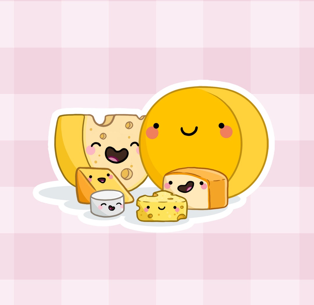 Cheesy Sticker Cute Die Cut Food Sticker Kawaii Glossy Sticker Original ...