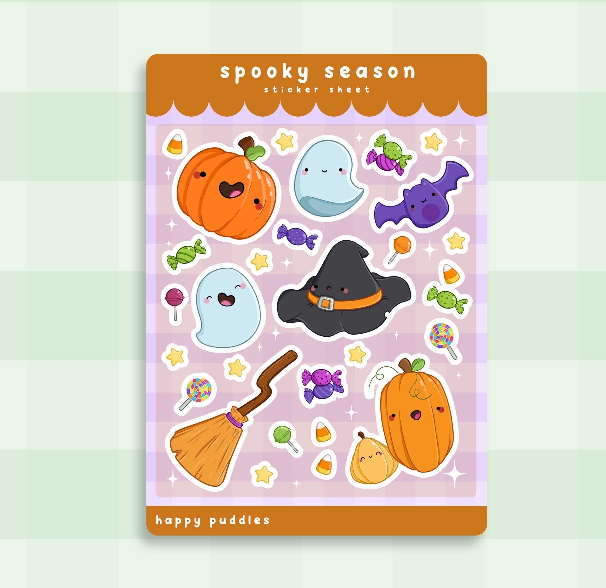 Spooky Season Sticker Sheet ~ Kawaii Handmade Glossy Sticker Sheet ...