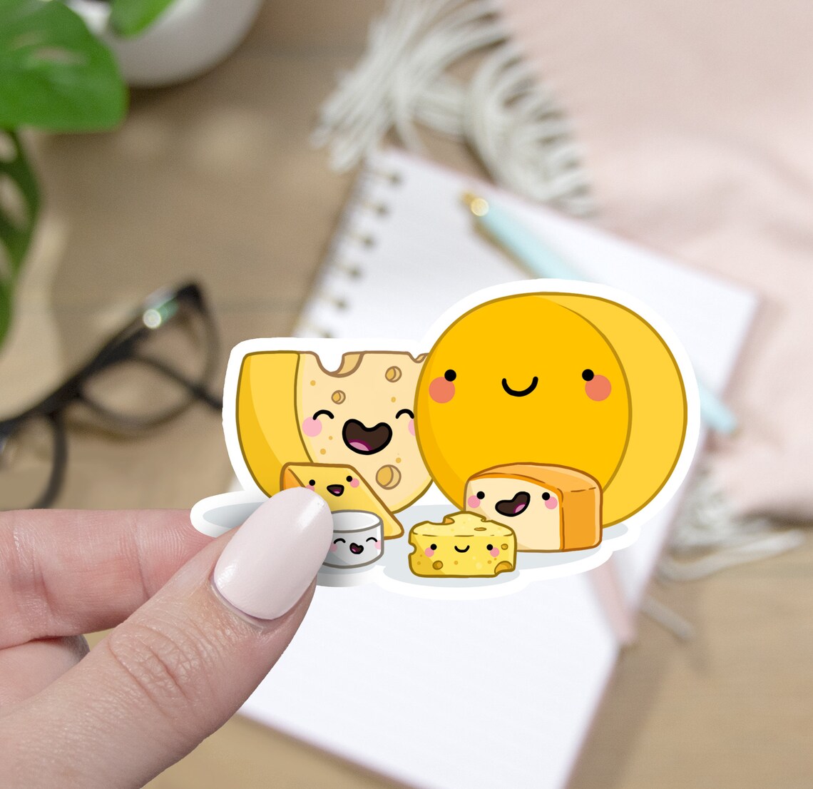 Cheesy Sticker ~ Cute Die Cut Food Sticker | Kawaii Glossy Sticker ...